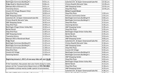 Local bus schedule announced