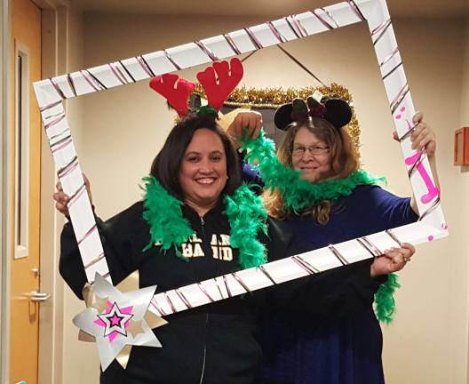 In the kitchen with Girl Scout leaders Rocio Marrero and Jennifer Beekman